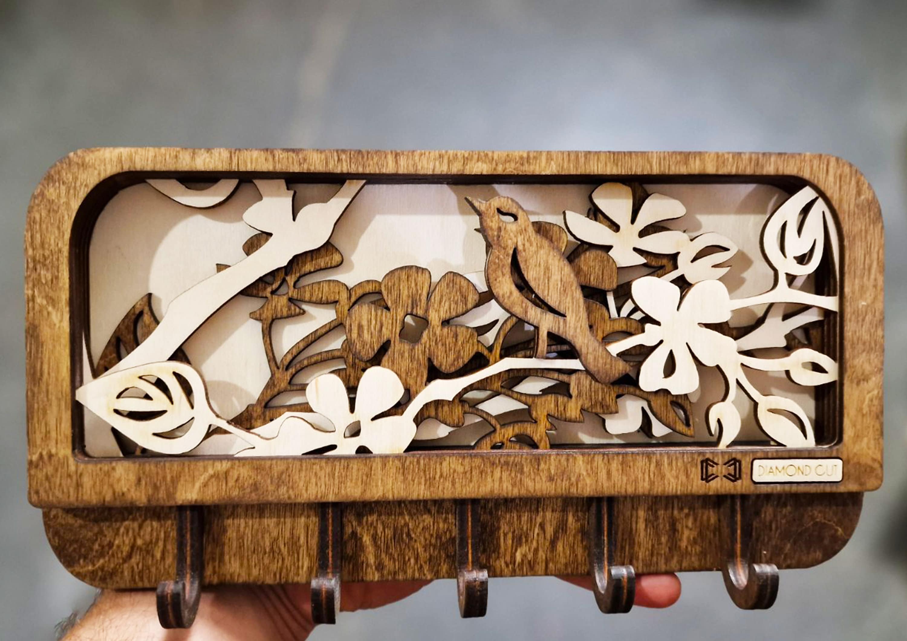 Home Key Holder Birdlaser Cut Files, Vector File, Key Hanger DXF, AI ...