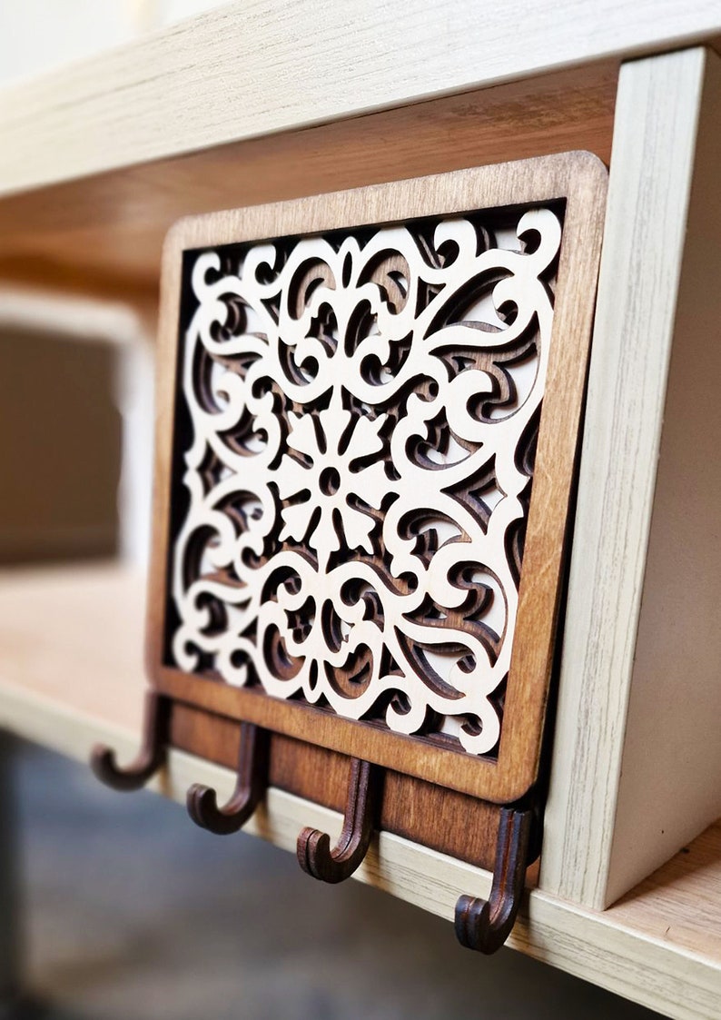 Home Key Holder Flowers Laser Cut Files, Vector File, Key Hanger DXF ...