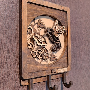 Home Key Holder Colibri Laser Cut Files, Vector File, Key Hanger DXF ...