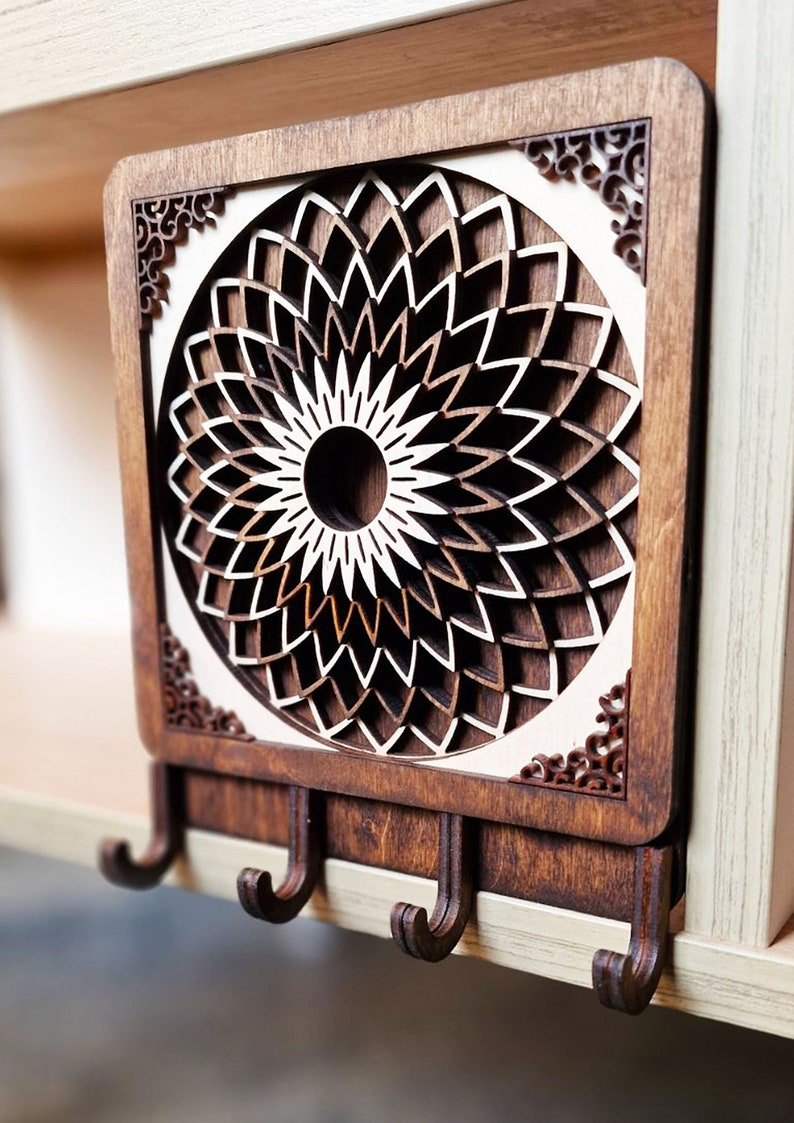 Home Key Holder Mandala Laser Cut Files, Vector File, Key Hanger DXF ...