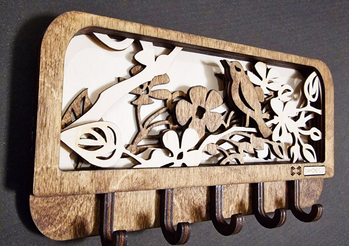 Home Key Holder Birdlaser Cut Files, Vector File, Key Hanger DXF, AI ...