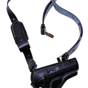 Leather Chest Holster Fits Beretta 92FS, F92, 92X, 96, M9, -| Genuine ...