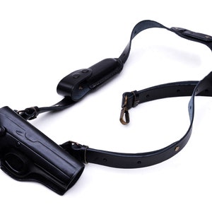 Leather Chest Holster Fits Beretta 92FS, F92, 92X, 96, M9, -| Genuine ...