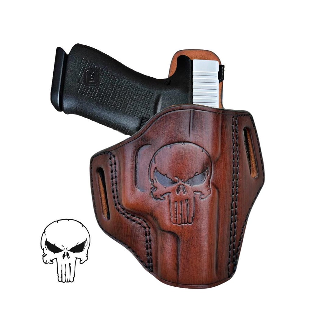 Custom Gun Leather Holster for Glock 17, 19, 21, 23, 26, 27, 29, 30, 42 ...
