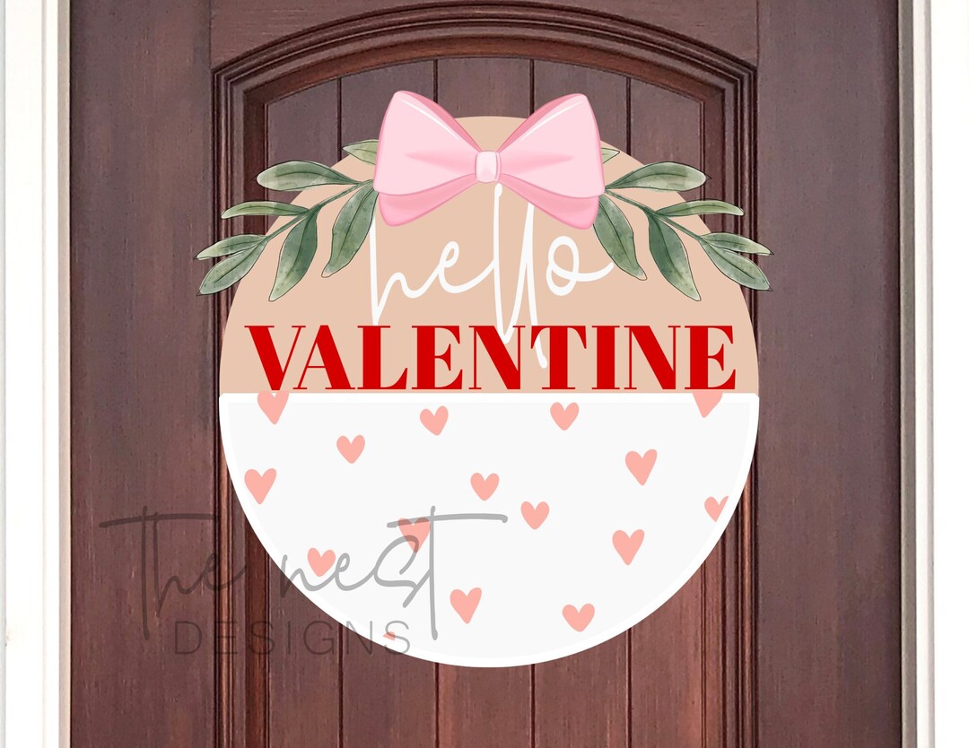 Hello Valentine Heart Door Hanger SVG for Cricut | Wood Round Cut File ...
