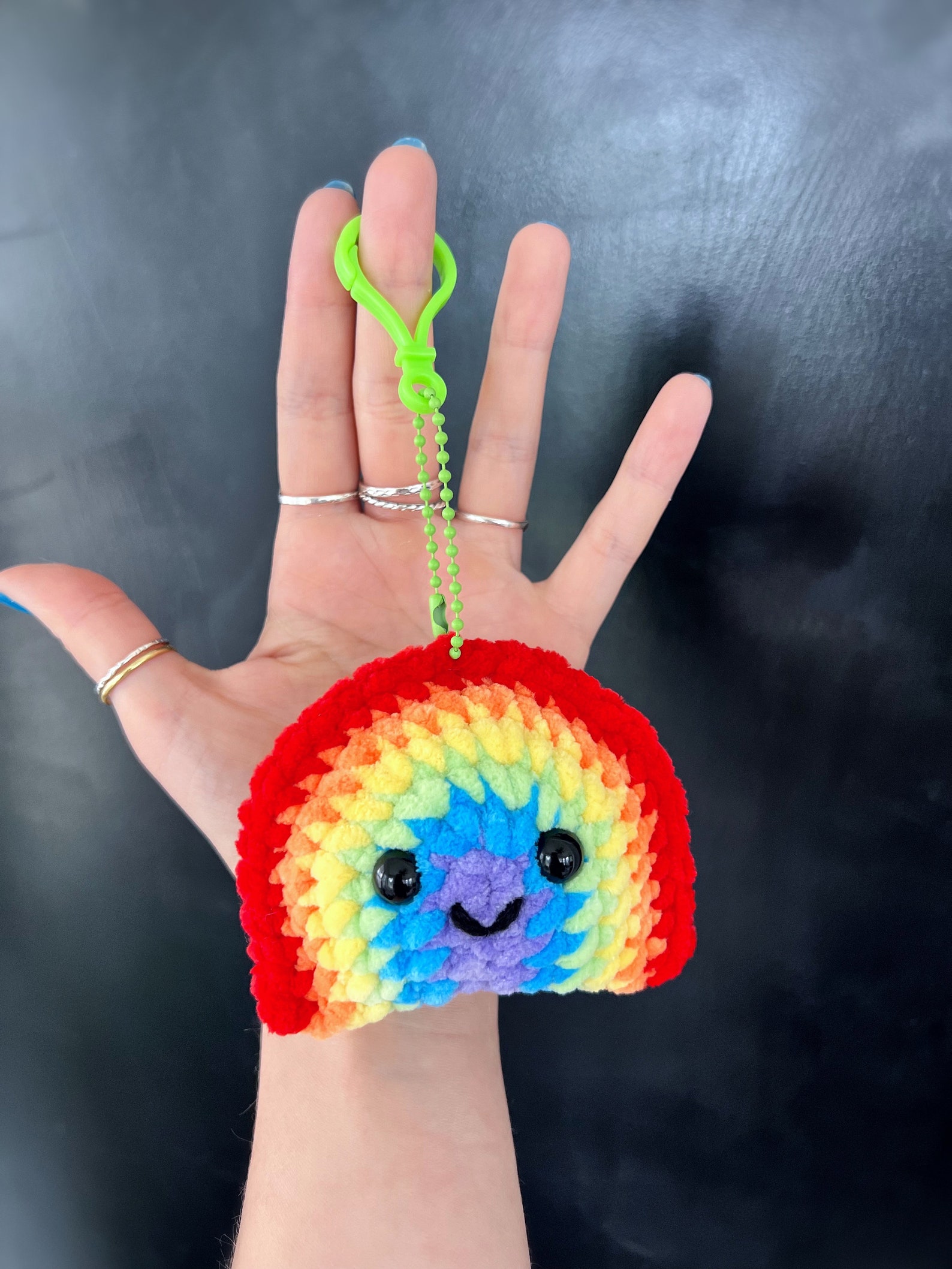 Crochet Rainbow Keychain/car Mirror Accessory - Etsy