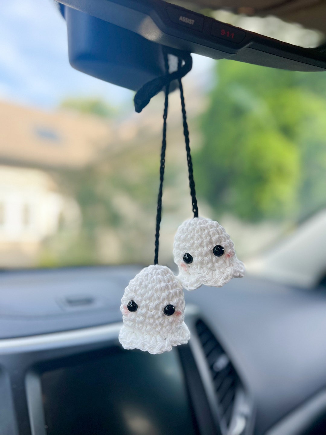 Crochet Ghost Car Mirror Accessory - Etsy