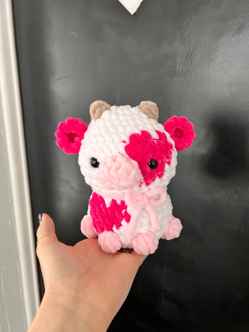 Crochet Heart Spot Cow Plushie - Etsy