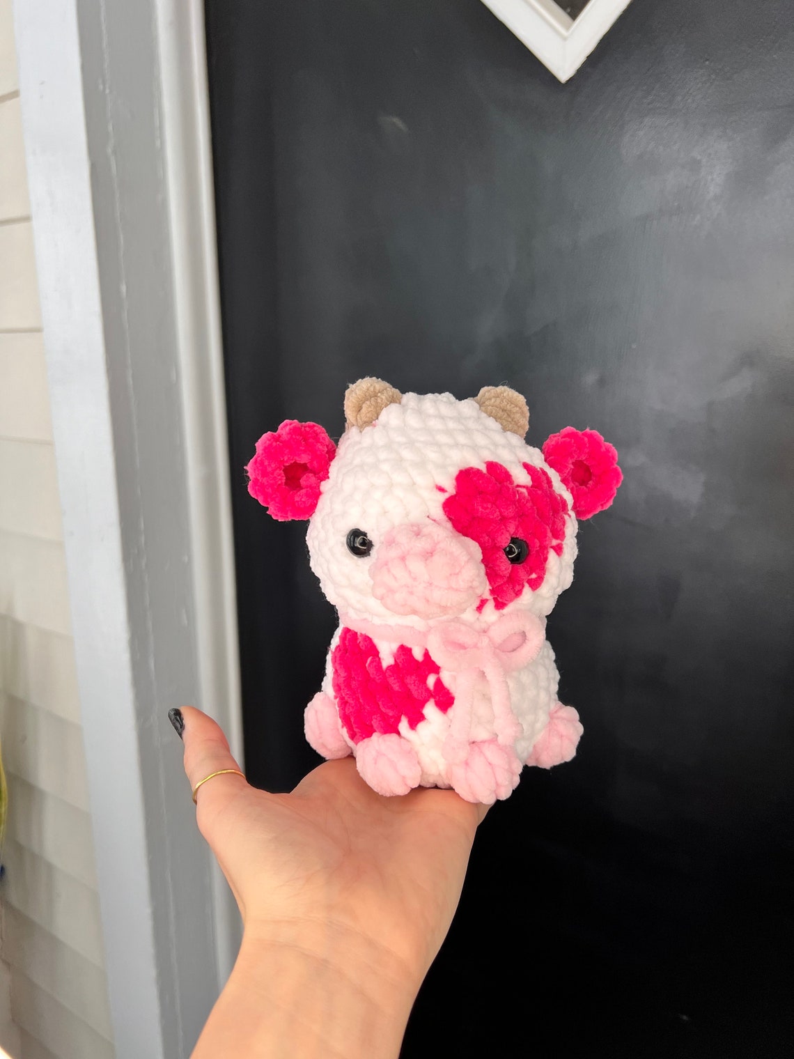 Crochet Heart Spot Cow Plushie - Etsy