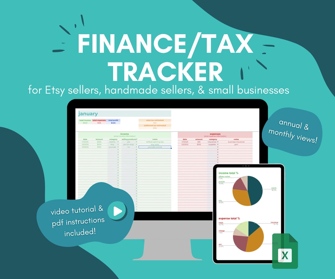 Finance/tax Tracking Template for Etsy Sellers & Small Businesses - Etsy