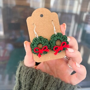 Crochet Christmas Wreath Earrings - Etsy