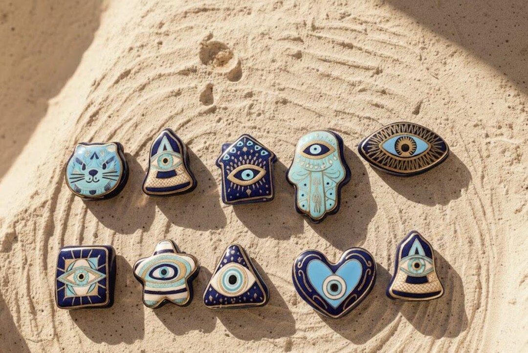 Evil Eye Magnet Set, Nazar Boncuk Fridge Magnets, Handmade Protection ...