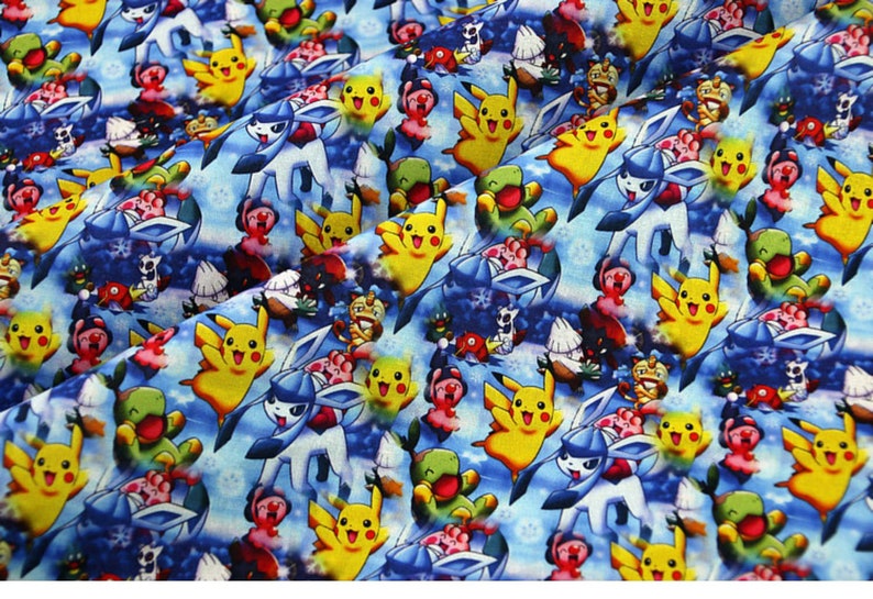 Pokemon Pikachu Fabric Pocket Monster Cartoon Cotton (by the Half Yard ...