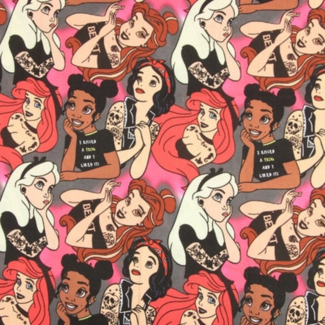 Disney Multi Princess Fabric Cinderella Ariel Snow White Cartoon Fabric ...