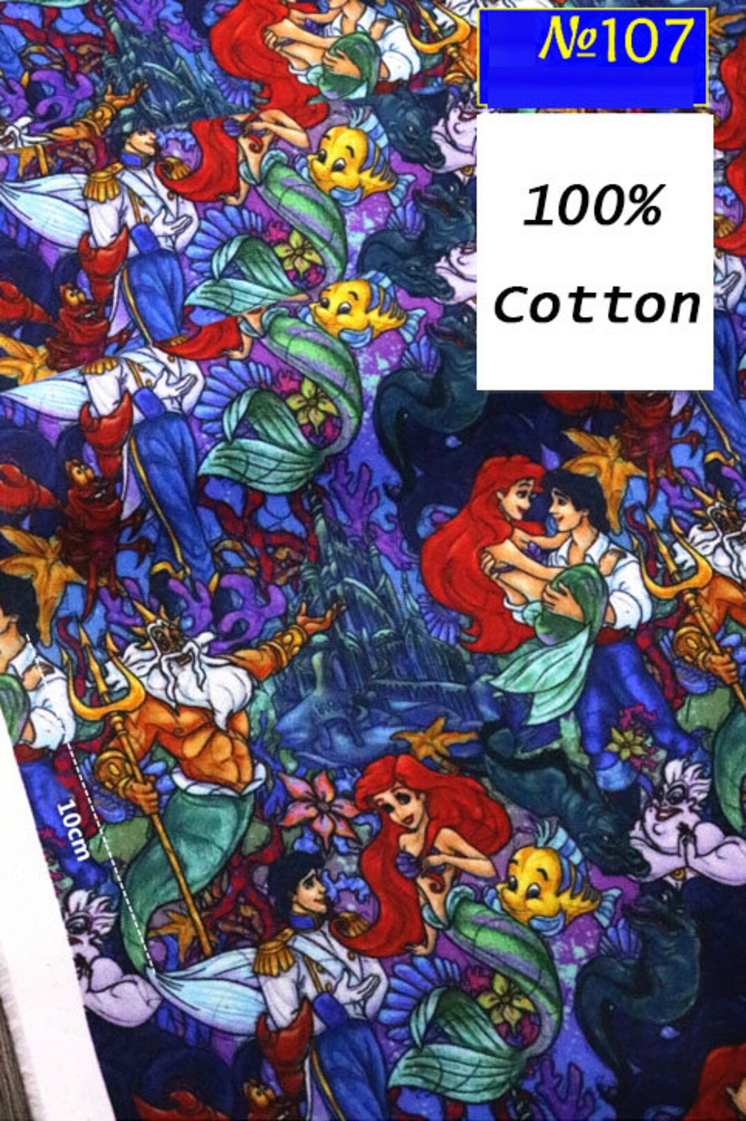 Ariel the Little Mermaid Fabric Princess Cartoon Fabric Cotton Fabric ...