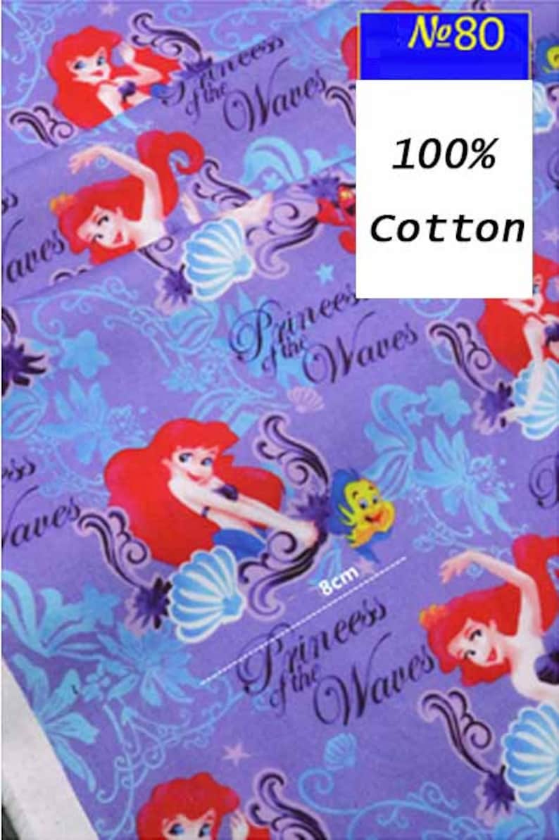 Ariel the Little Mermaid Fabric Princess Cartoon Fabric Cotton Fabric ...