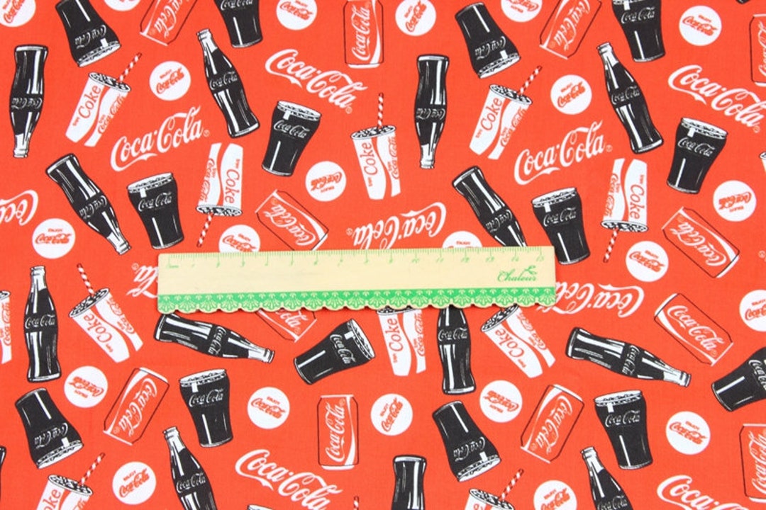 Coca-cola Fabric Red Cola Logo Glass Bottles Fabric Cartoon Fabric ...