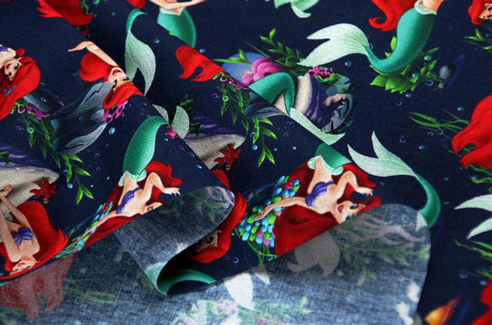The Little Mermaid Fabric Cartoon Fabric Cotton Fabric by the Half Yard ...