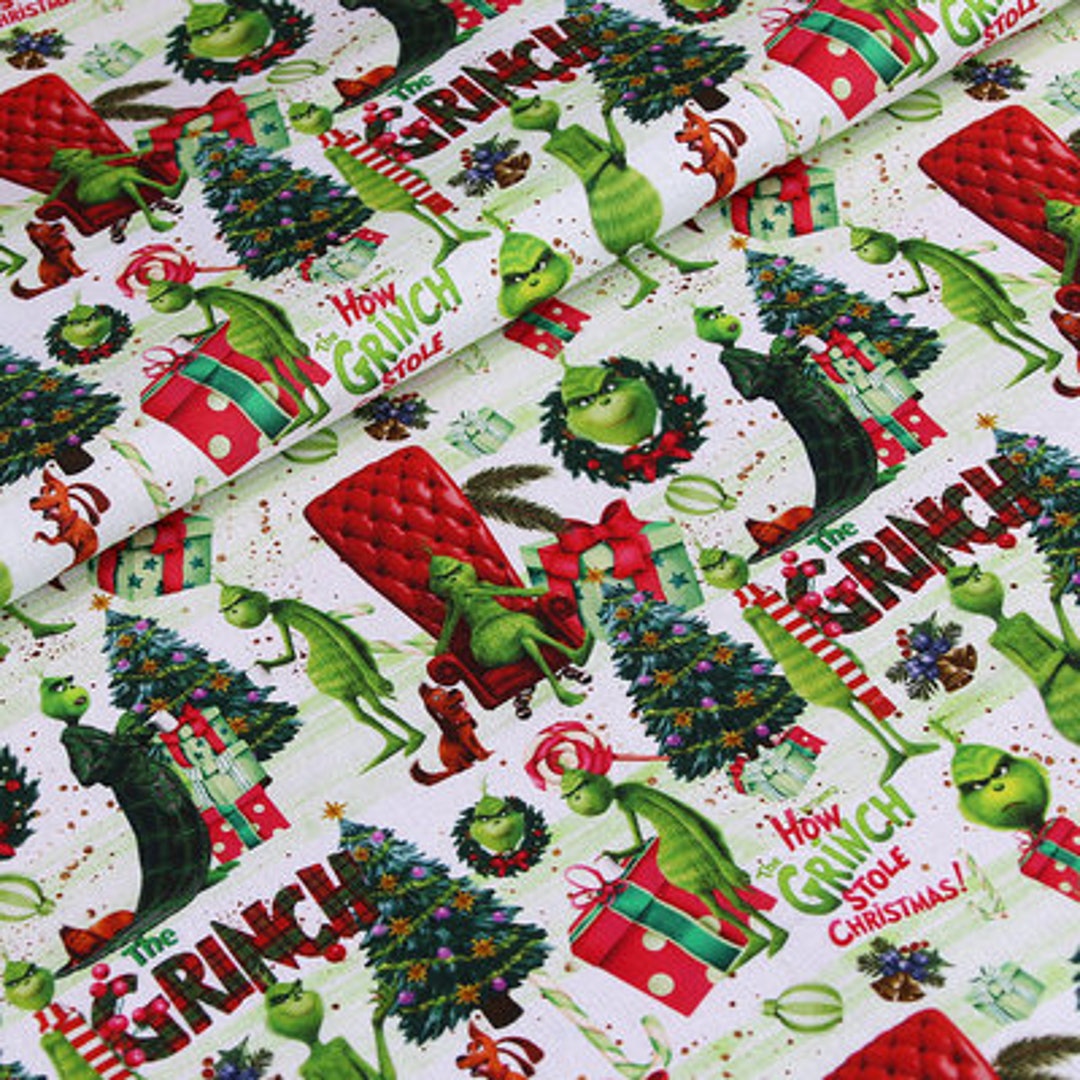 The Grinch Christmas Fabric Cartoon Fabric Cotton Fabric by the Half ...