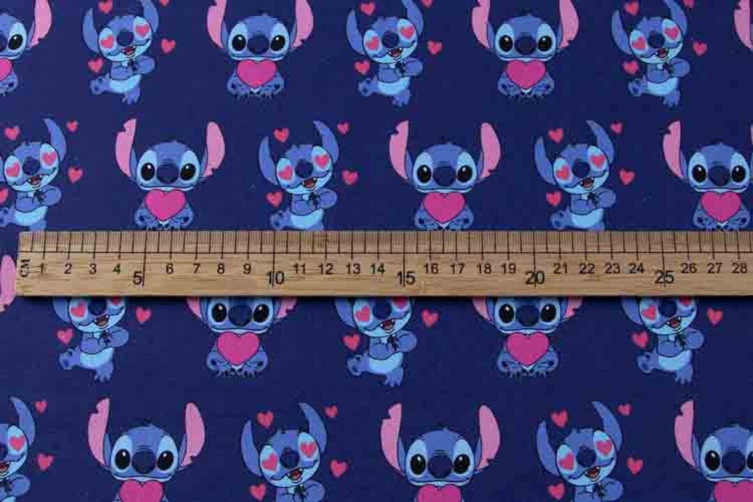 Stitch With Hearts Fabric Blue Koala Cartoon Fabric Cotton Fabric by ...