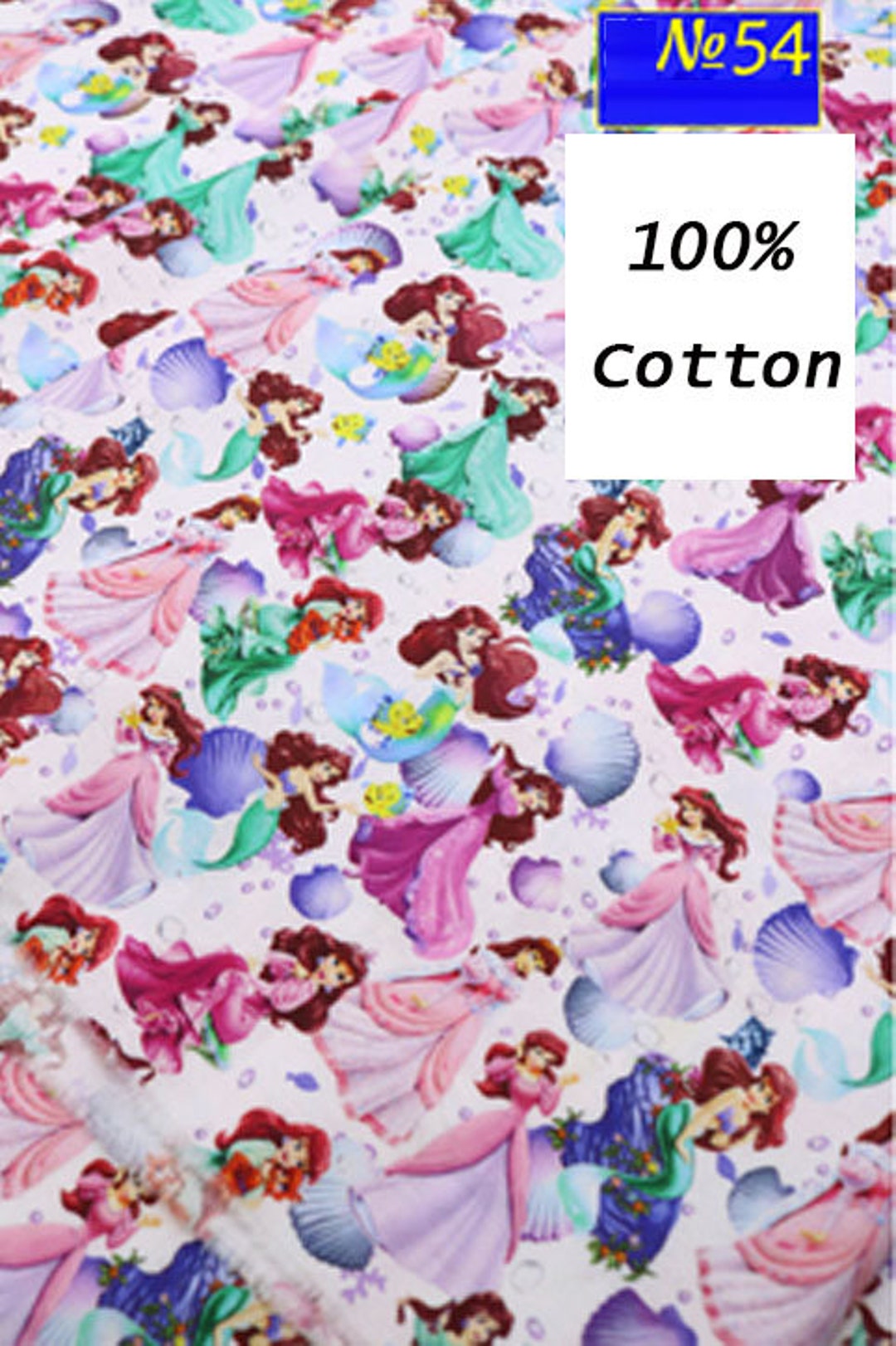 Disney Little Mermaid Ariel Fabric Princess Cartoon Fabric Cotton ...