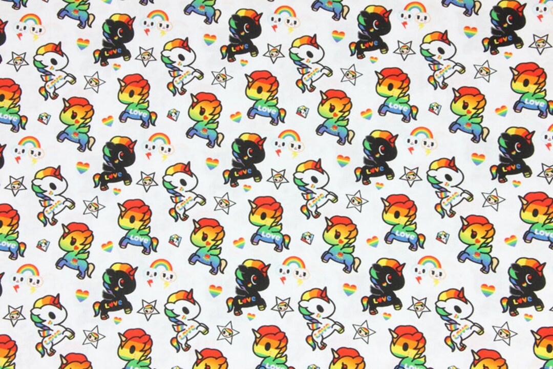 Tokidoki Fabric Rainbow Unicorn Fabric Cartoon Fabric Cotton Fabric by ...