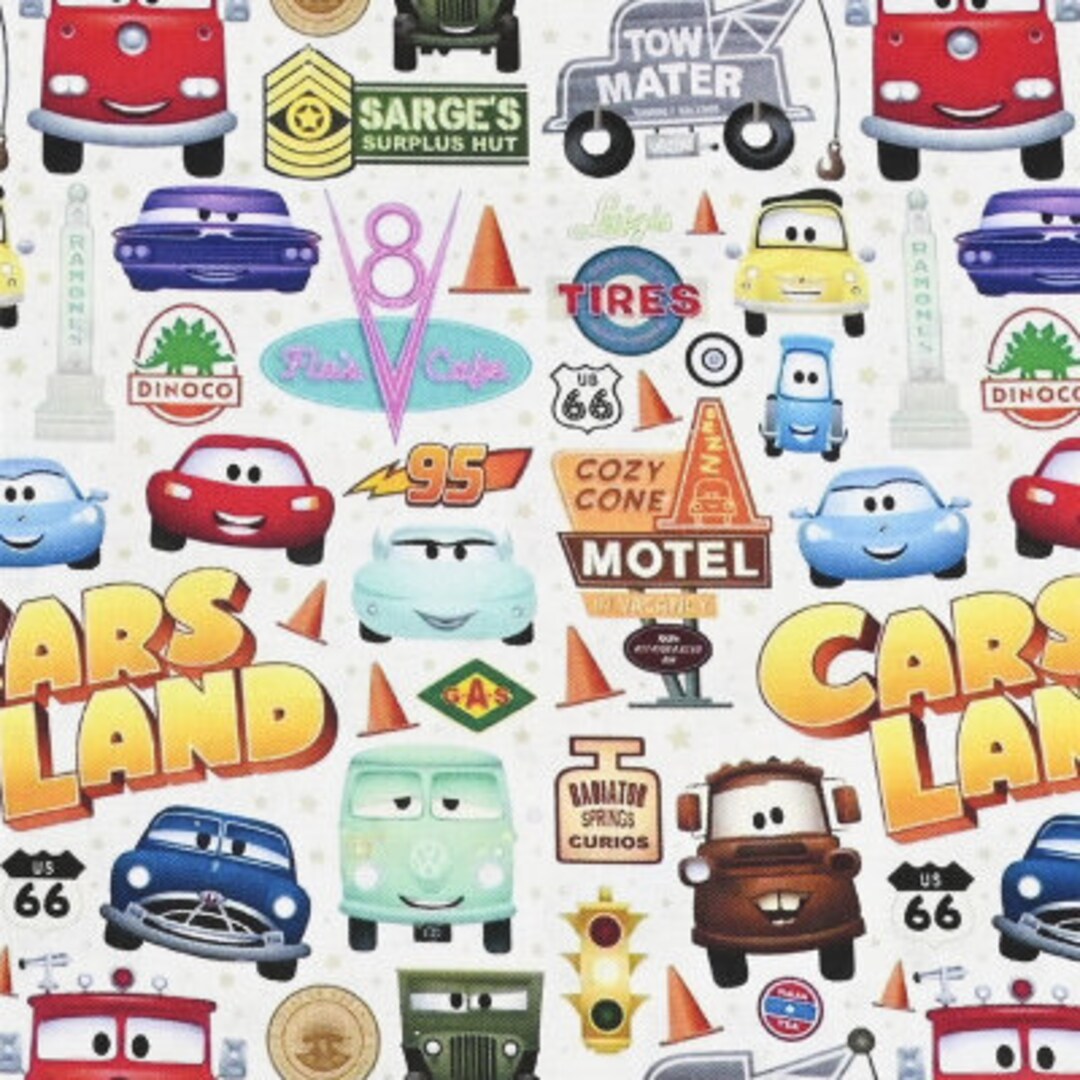Disney Pixar Cars & Lightening Mcqueen Cotton Fabric Cartoon Fabric ...