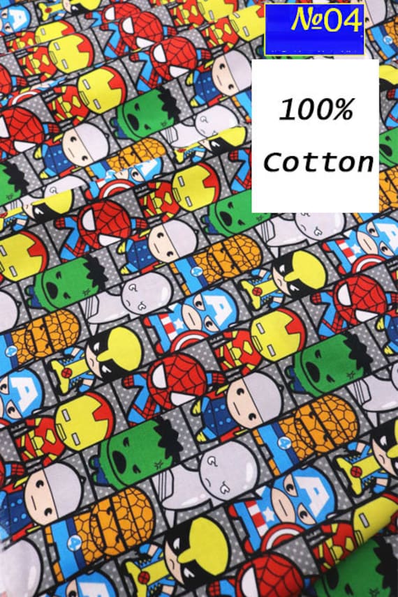 The Avengers Fabric Superhero Cartoon Fabric Cotton Fabric by - Etsy
