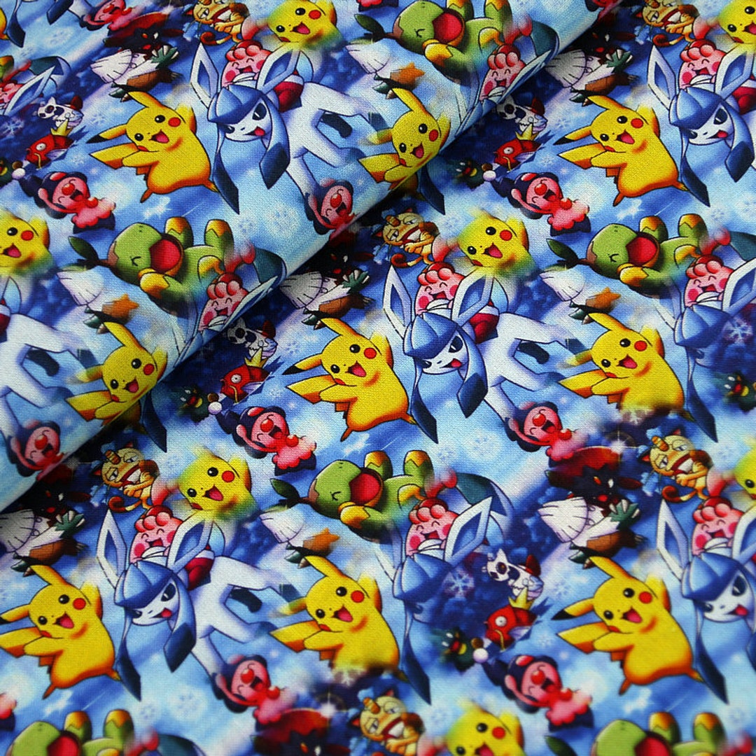 Pokemon Pikachu Fabric Pocket Monster Cartoon Cotton (by the Half Yard ...