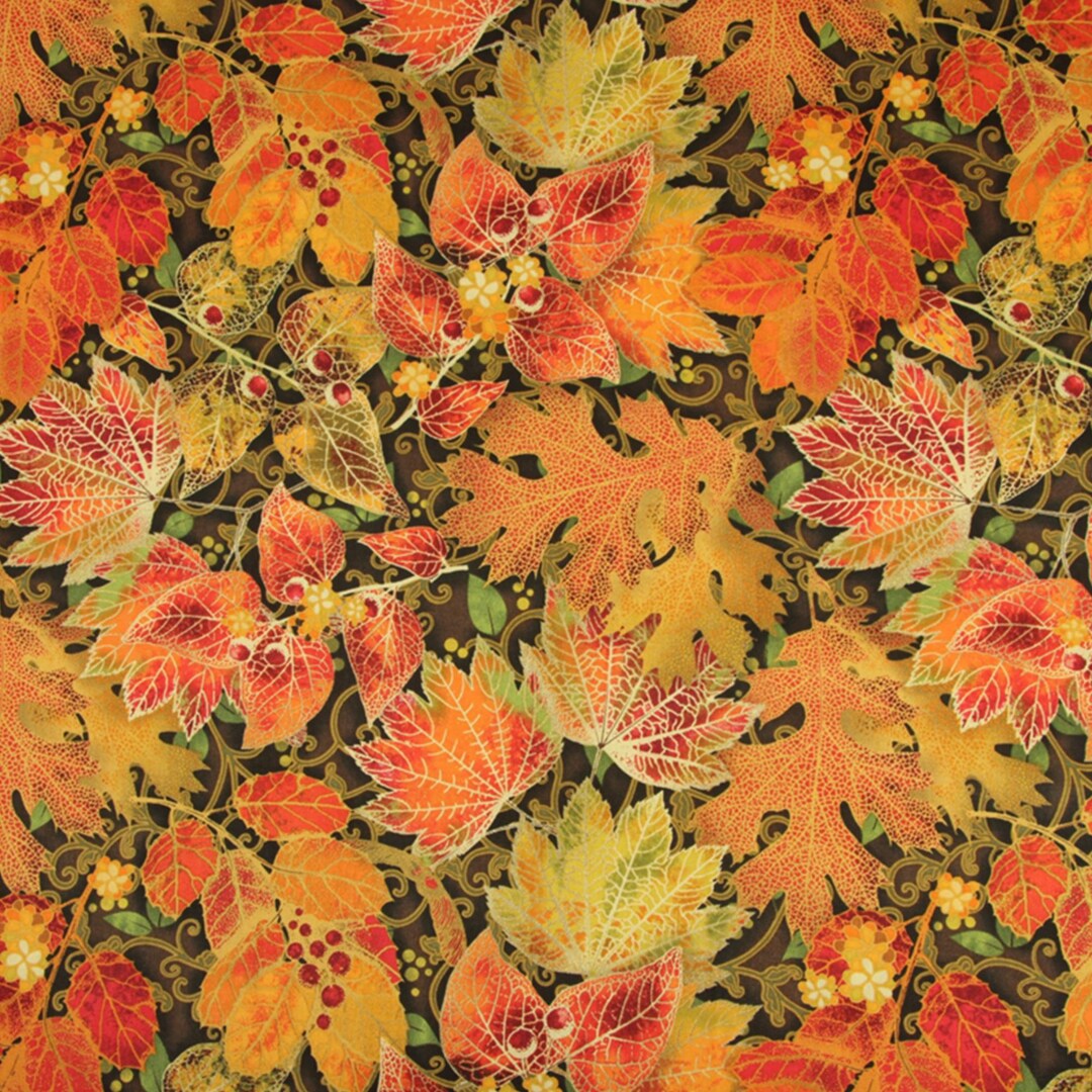 Autumn Maple Leaf Fabric Fall Leaves Fabric Cartoon Fabric Cotton ...