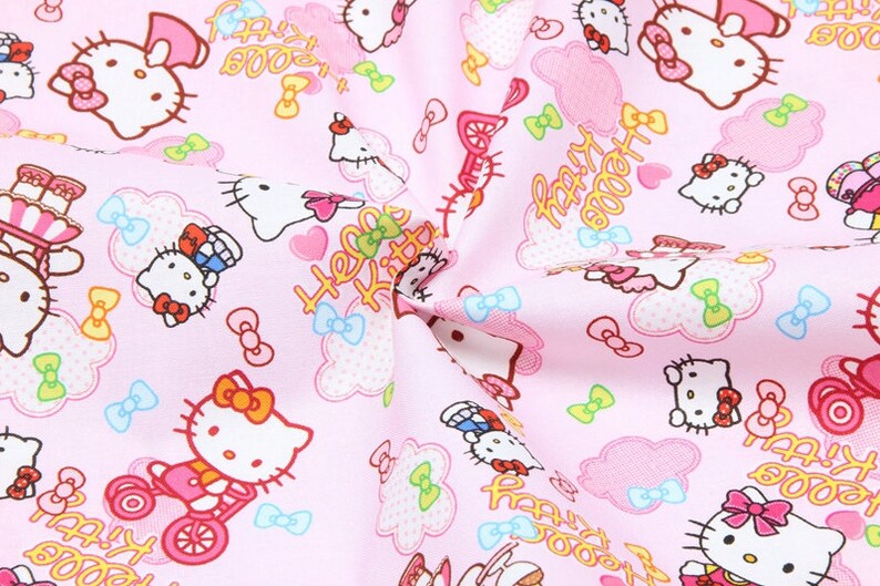 Hello Kitty Fabric Cat Lucky Kitty Fabric Cartoon Fabric Cotton Fabric ...