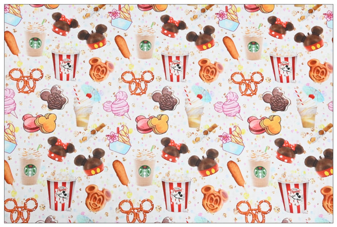 Mickey Minnie Mouse Fabric Ice Cream Candy Yummy Dessert Cartoon Fabric ...