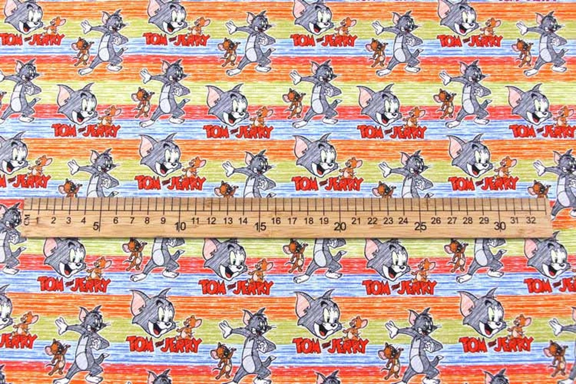 Tom and Jerry Fabric Cartoon Fabric Cotton Fabric by the Half - Etsy
