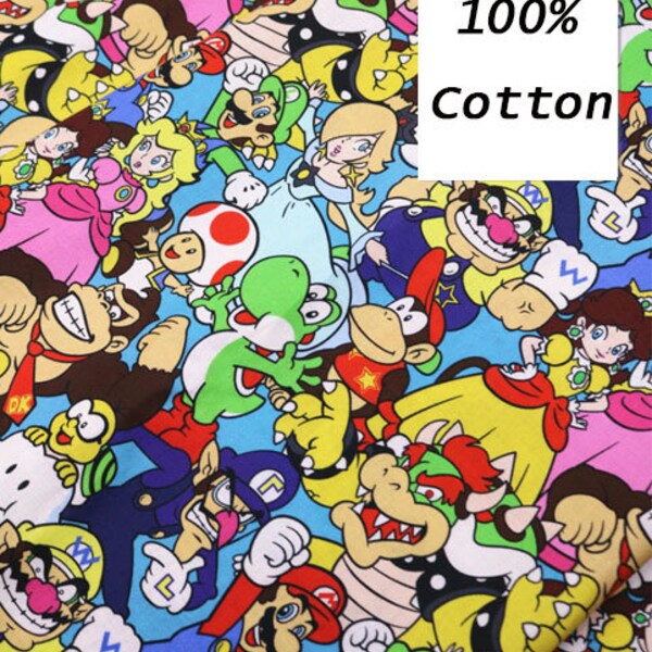Super Mario Fabric by the Yard - Etsy