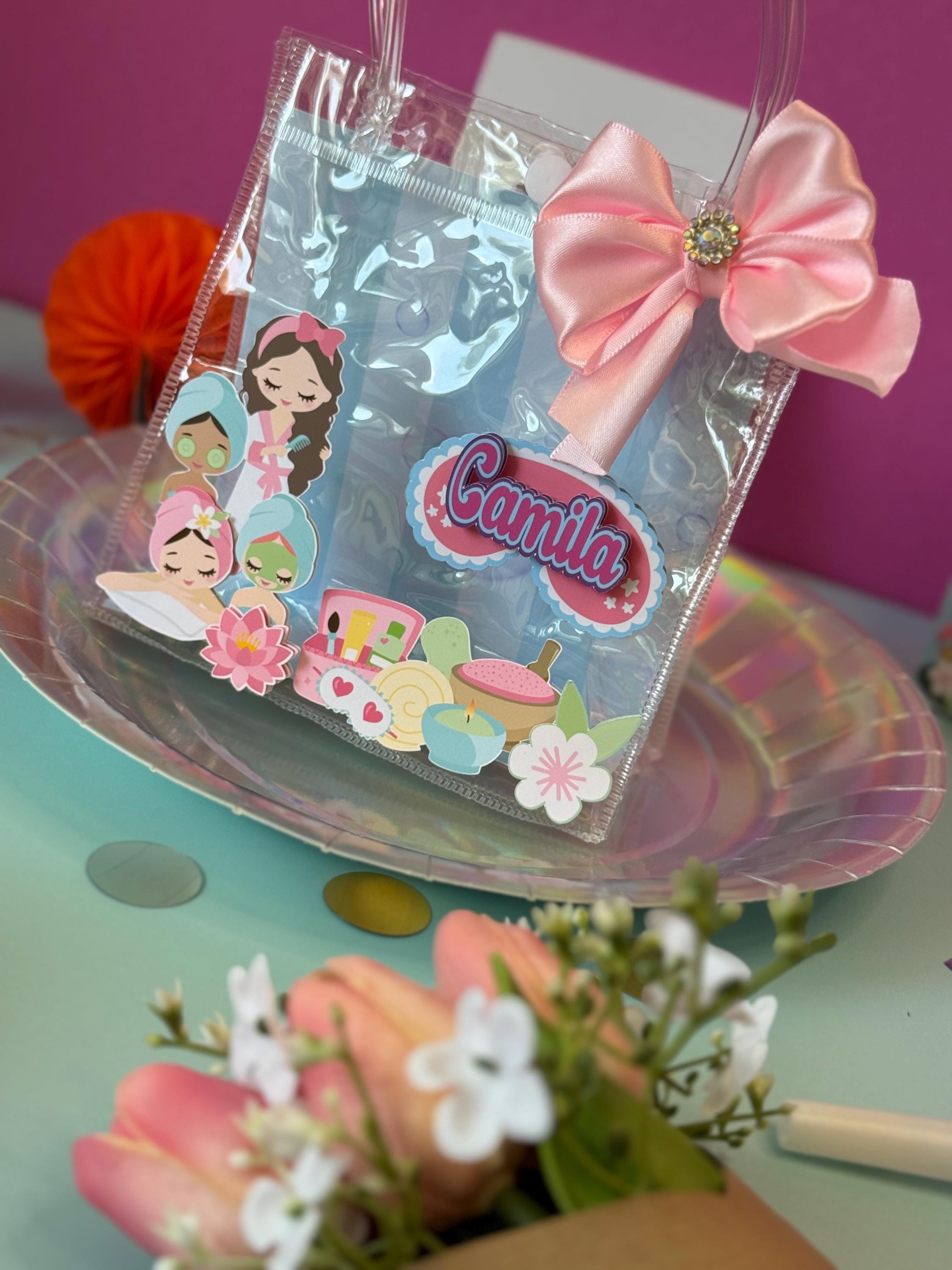 Clear Spa Favor Bags, Spa Party Gift Bag, Clear Plastic Favor Bag, Girl ...