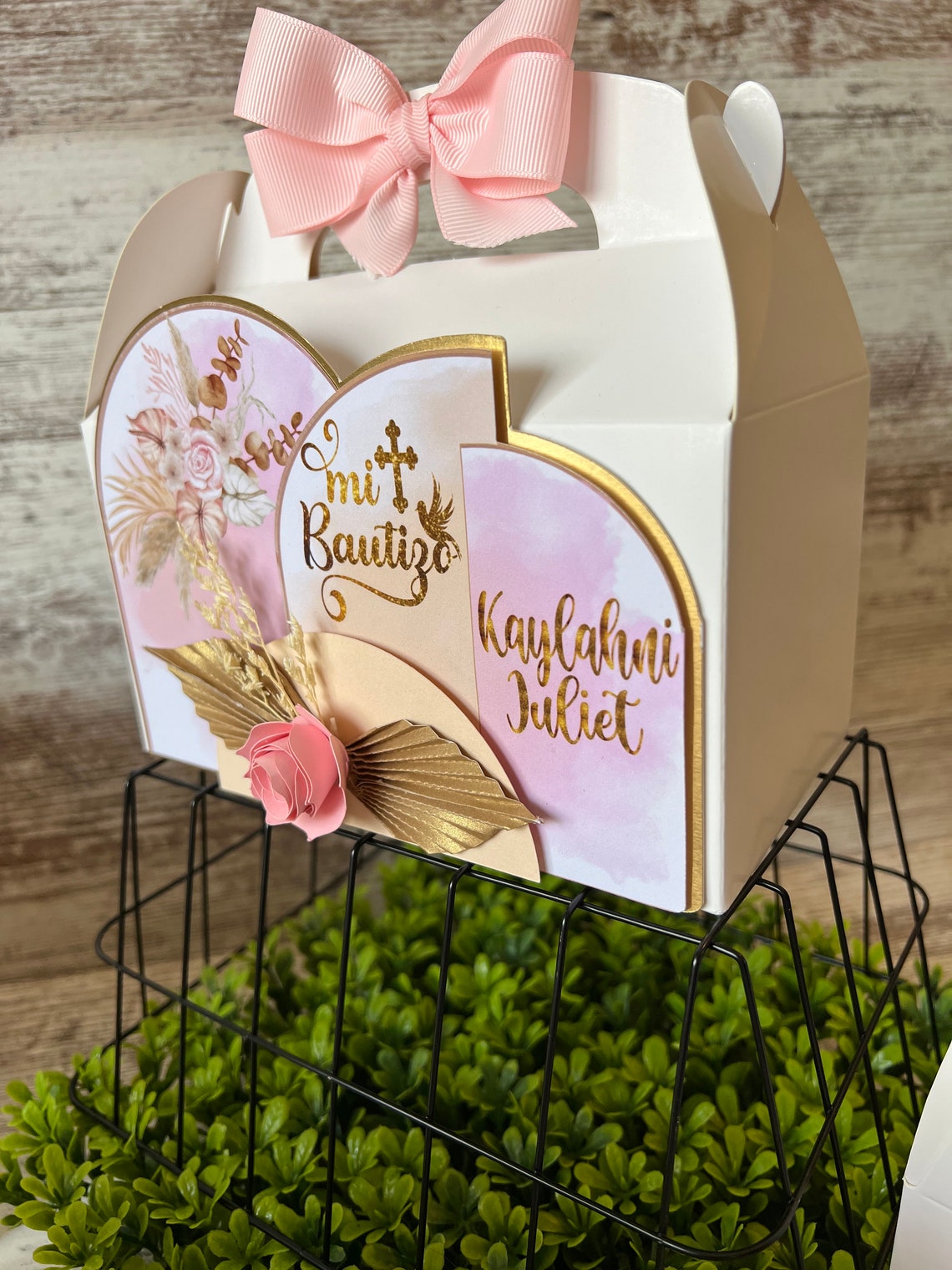 Baptism Boho Gable Box, Boho Party Decorations, Boho Floral Favor Boxes ...