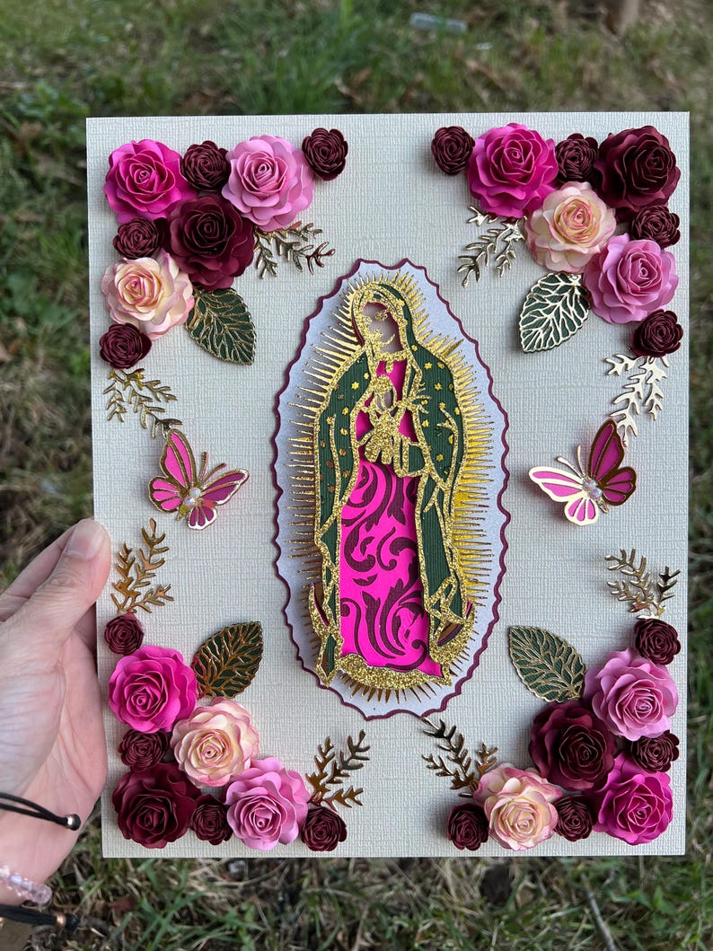 3D Shadow Box Virgen De Guadalupe, Shadow Box With Handmade Paper ...