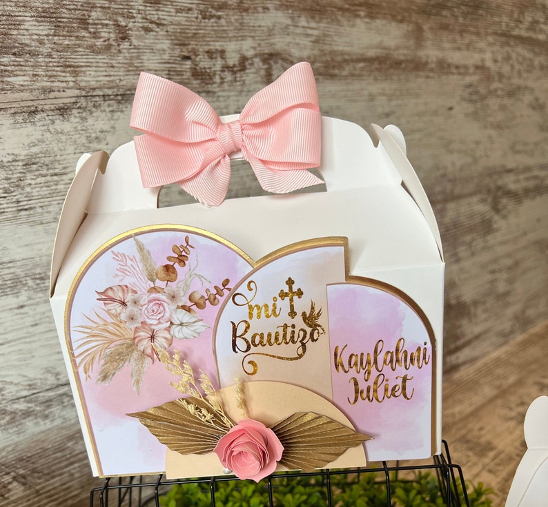 Baptism Boho Gable Box, Boho Party Decorations, Boho Floral Favor Boxes ...