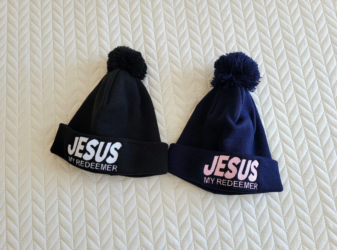 Jesus My Redeemer Pom Beanie Adult Beanie Unisex Beanie Jesus Beanie ...