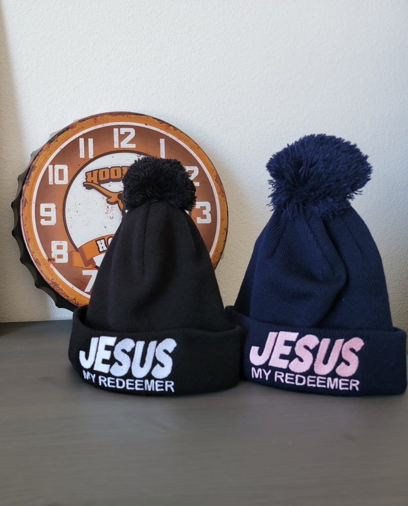Jesus My Redeemer Pom Beanie Adult Beanie Unisex Beanie Jesus Beanie ...