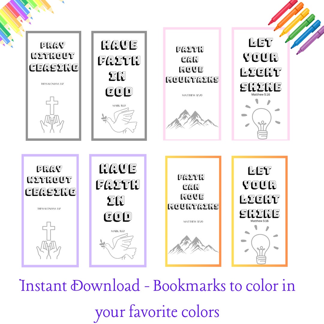 Christian Bookmarks to Color in Your Favorite Colors, for Children ...