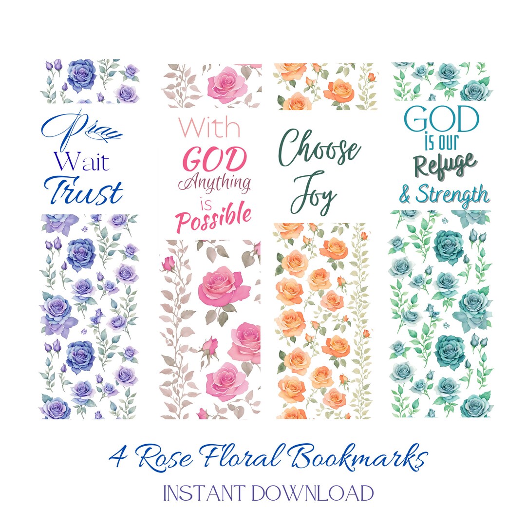 Scripture Bible Verses Roses Flower Bookmarks - Etsy