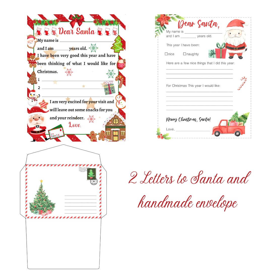 Child Christmas Letter to Santa, Choice of 2 Letters and Make Your Own ...