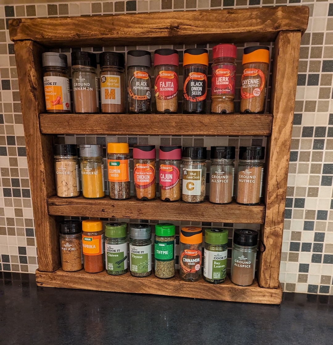 Rustic Wooden Spice Rack ,reclaimed Timber, Handmade, Spice Unit - Etsy UK