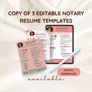 Notary Resume - Etsy