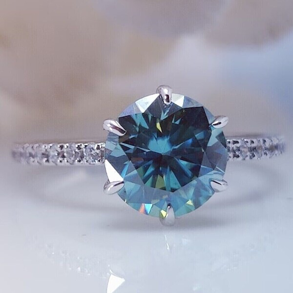 Blue Diamond Ring - Etsy UK