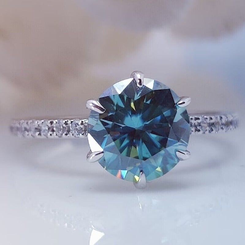 Blue Diamond Ring - Etsy