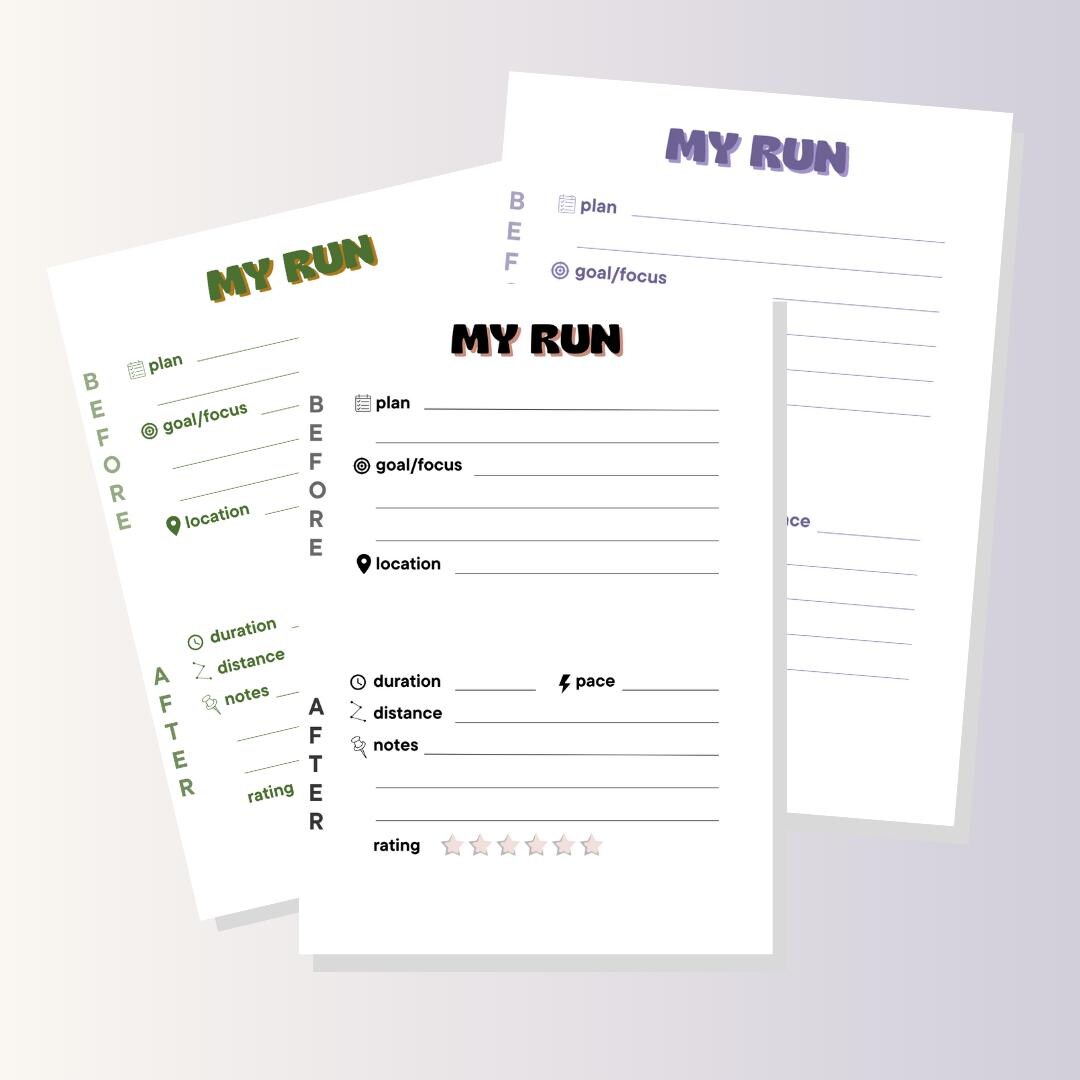 Running Workout Planner Sheet Printable Colorful Table for Runners and ...