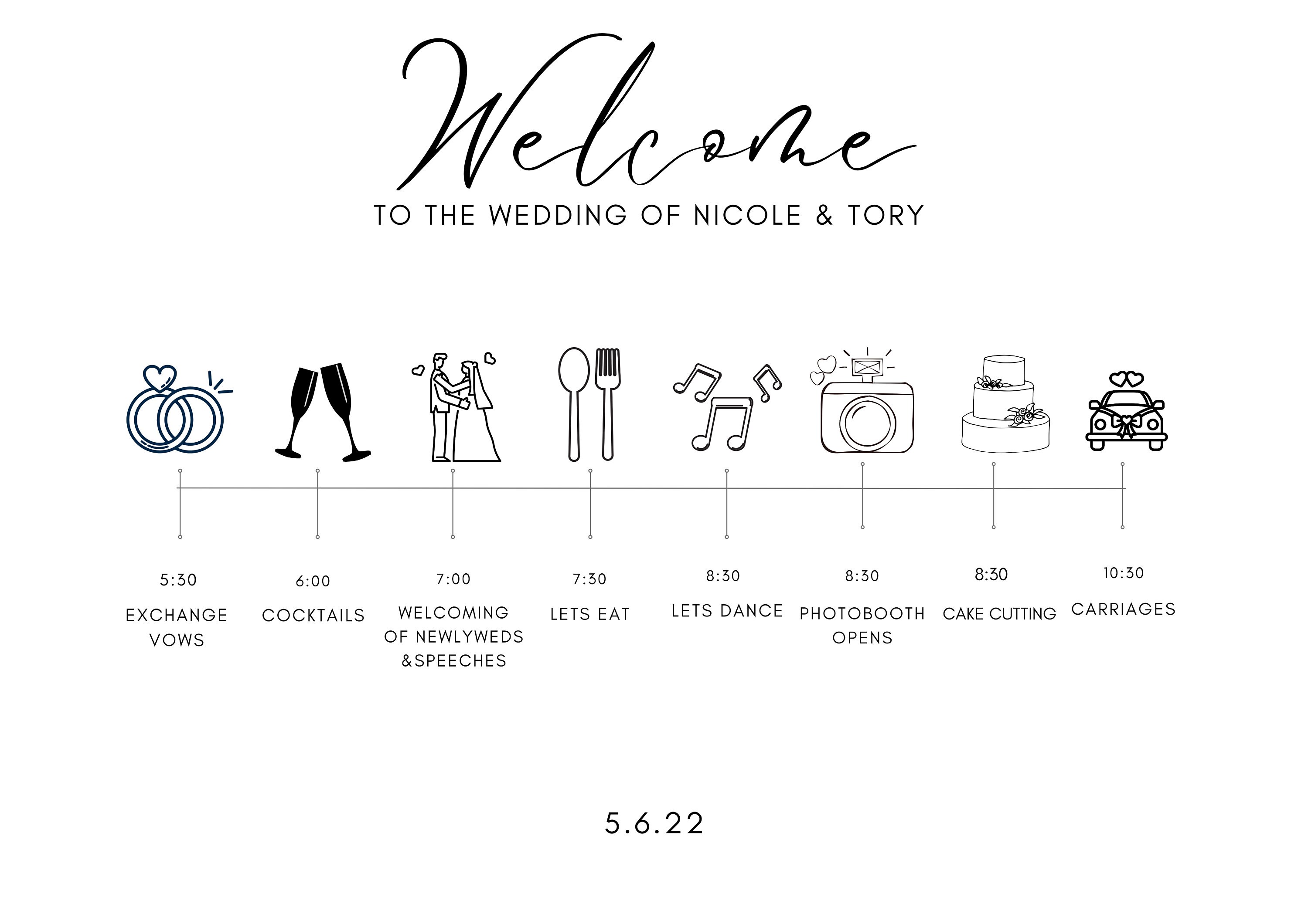 Wedding Day Timeline Template Modern Wedding Reception Etsy