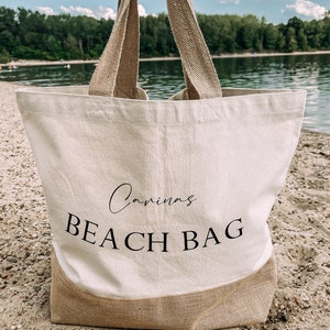 BEACH BAG | BEACH BAG | Personalized | With Name/text | XL Canvas ...